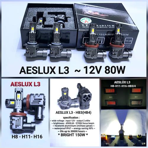 Jual Aeslux L3 12V 80 watt lampu led headlamp mobil - - Rocket Light ...
