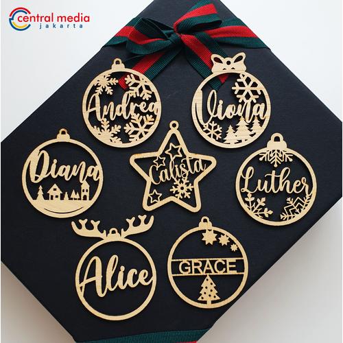 Jual Gift Tag Ornament Christmas Custom Nama Hang Tag Kayu Natal - SNOW ...
