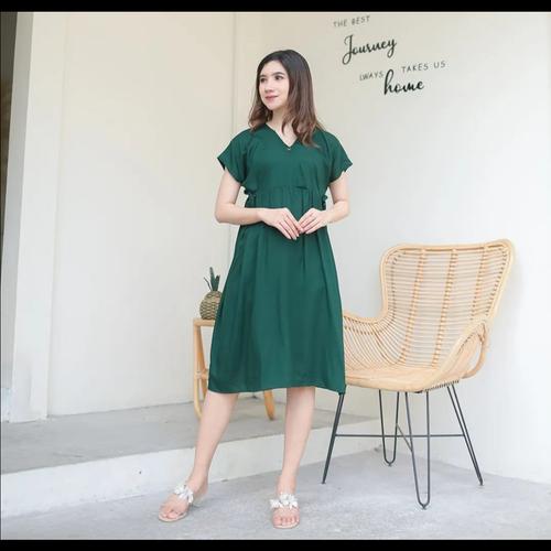 Promo Dress midi kimono wanita daster ruffle busui rayon kekinian jumbo ...