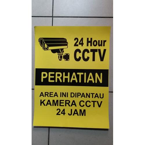 Jual sign label 24 HOUR PERHATIAN AREA INI DI PANTAU CCTV sticker ...