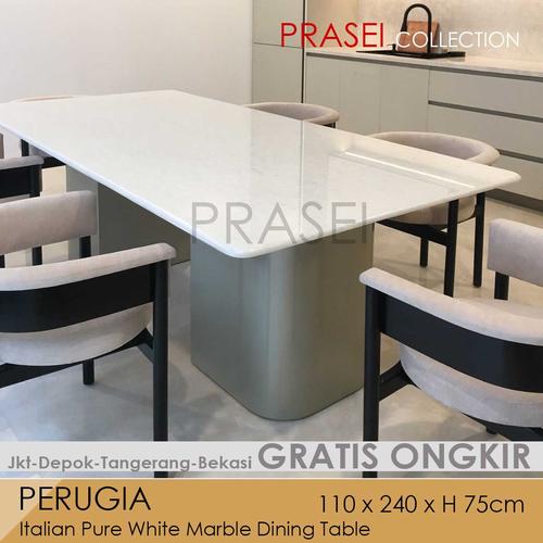 Jual PERUGIA - Italian Pure White Marble Dining Table Meja Makan Marmer ...