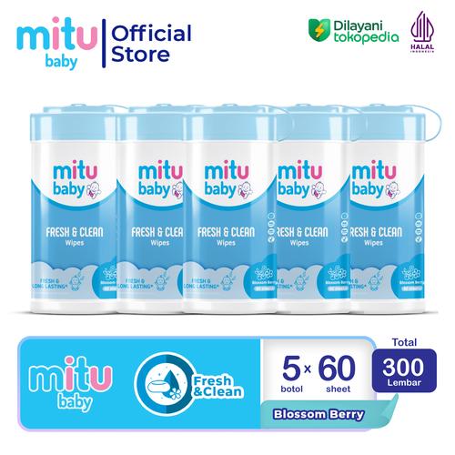 Promo Mitu Baby Tisu Basah Bayi Fresh N Clean Blue Botol 60s - isi 5 ...
