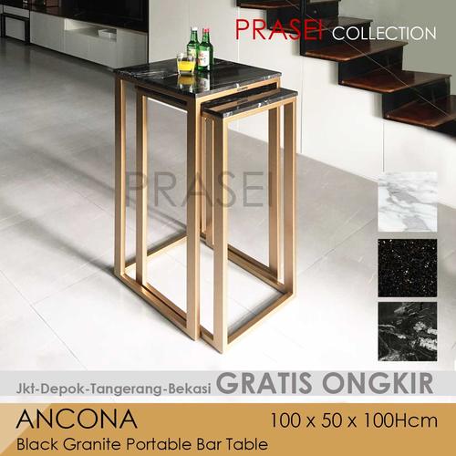 Jual ANCONA - Black Granite Carrara Marble Portable Bar Table Meja Bar ...