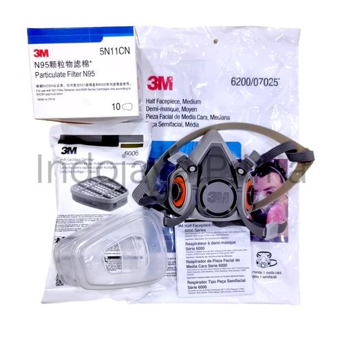 Jual 3M 6200 Mask Respirator + 3M 6006 Cartridge + 3M 5N11 (10PCS) SET ...