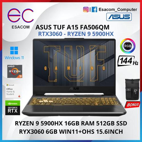 Jual ASUS GAMING TUF FA506QM RYZEN 9 5900HX 16GB 512SSD RTX 3060 W11 ...