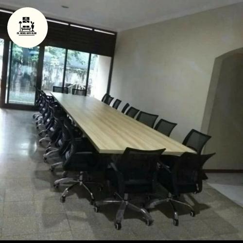 Jual meja meeting kantor ukuran besar dan 6pcs kursi kayu asli kaki ...