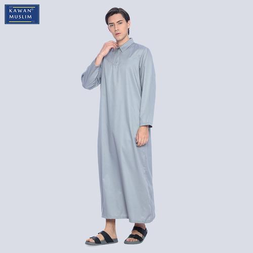 Jual Jubah Gamis Pria Dewasa Lengan Panjang Kerah Kemeja Kawan Muslim ...