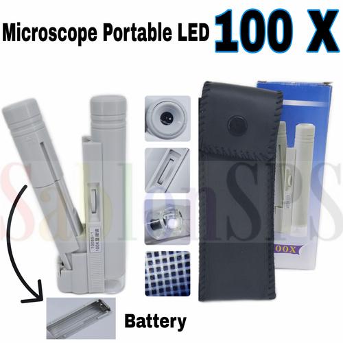 Jual MIKROSKOP MINI 100X LAMPU LED DENGAN SKALA PENGGARIS PORTABLE ...