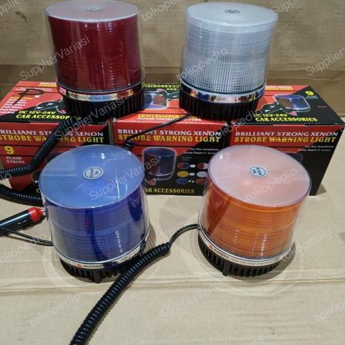Jual Lampu rotary/rotator kedip 9 flash blitz 12-24volt DC magnet putih ...