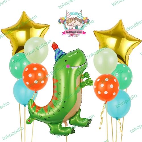 Jual Windblown Birthday Set Happy Dino Hat/Dekorasi HBD Anak Dinosaurus ...