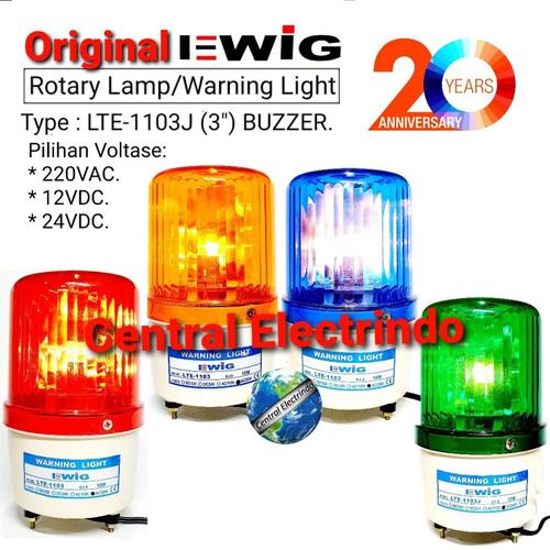 Jual EWIG WARNING LIGHT/ROTARY LAMP LTE 1103 BUZZER. - Kuning AC 220V ...