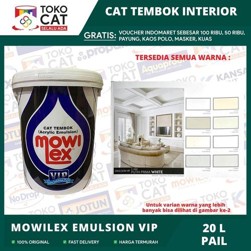 Jual Cat Tembok MOWILEX EMULSION VIP PUTIH PRIMA E1000 / WARNA 20L PAIL ...