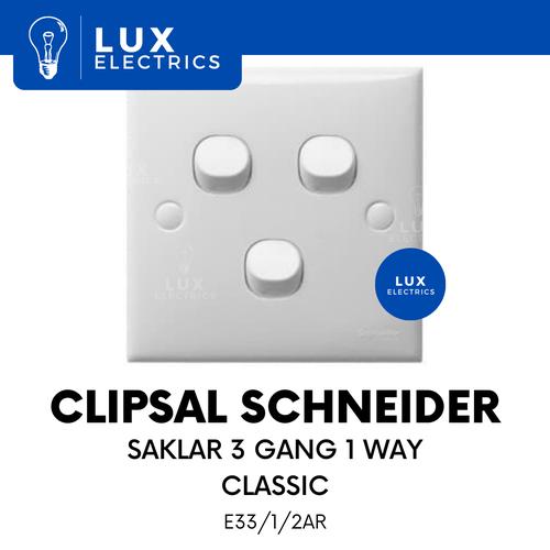 Jual Saklar 3 Gang 1 Way CLIPSAL SCHNEIDER Classic E33/1/2AR - Kota ...