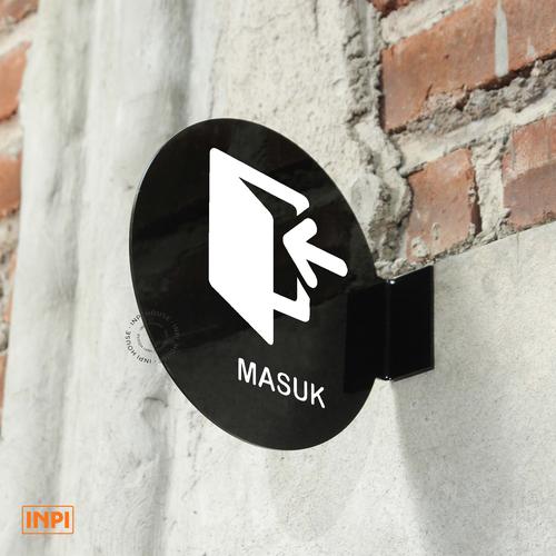 Jual Masuk signage - papan akrilik - sign board pop up lingkaran 15 cm ...