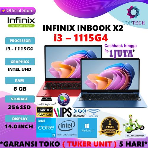 Promo Laptop Infinix Inbook X2 CORE i3 1115G4 8GB 256GB SSD W11 14.0FHD ...