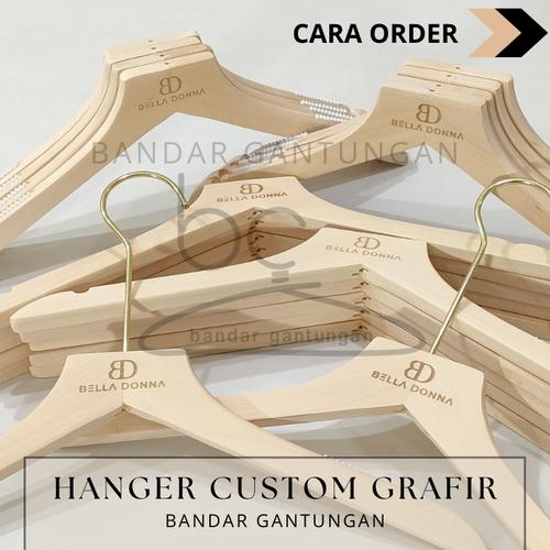 Jual Hanger kayu Bisa Custom Logo Grafir Laser Gantungan Baju Estetik ...