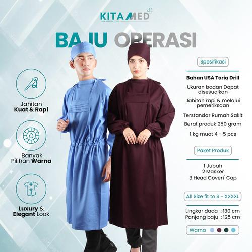 Jual Baju Operasi Jubah Bedah Medis Unisex Bahan USA Toria Surgical ...