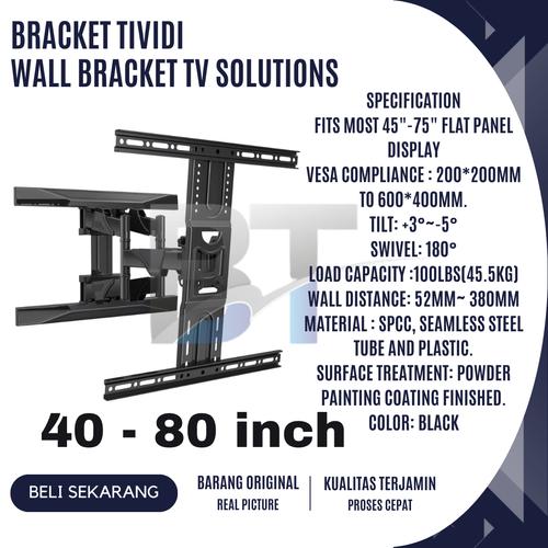 Jual Bracket TV NB North Bayou P6 45 to 75 inch Full Motion TV Wall ...