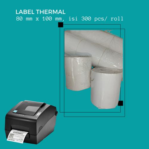 Jual Label sticker etiket Thermal 80 mm x 100 mm putih isi 300 pcs per ...