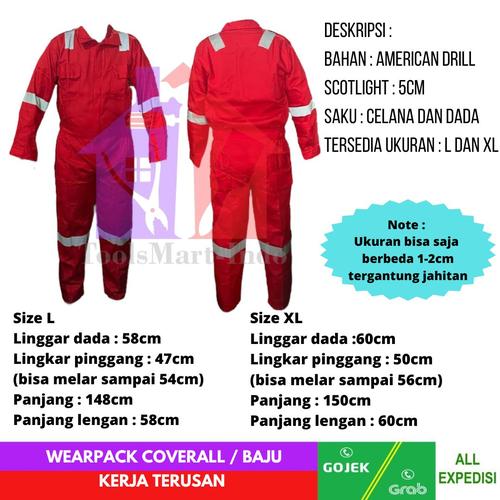 Jual WEARPACK SAFETY COVERALL / SETELAN KEMEJA + CELANA KERJA MERAH ...