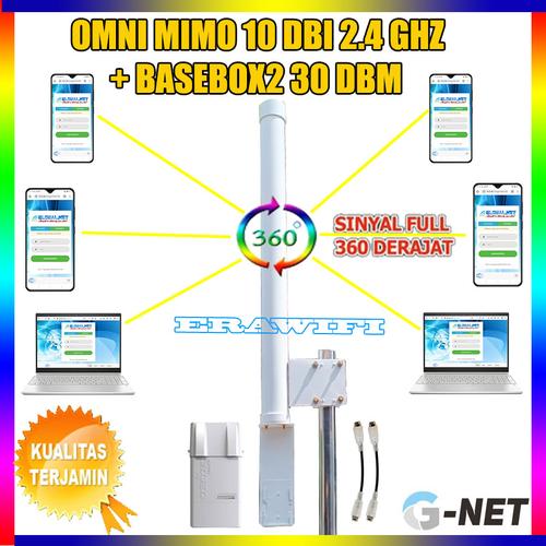 Jual Antena Wifi Hotspot Outdoor Omni Mimo GNet 2,4 GHz 10 dBi + Basebox 2 - Kab. Tuban - Era ...