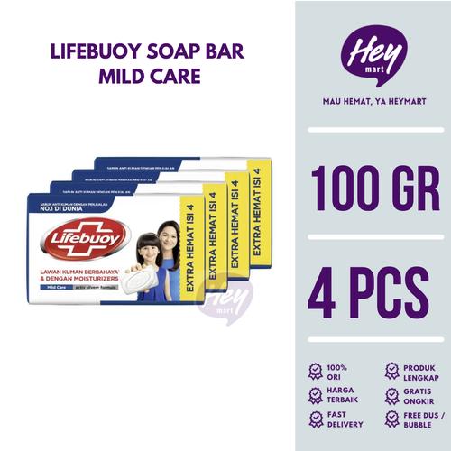 Jual LIFEBUOY SABUN BATANG MILD CARE 100 GRAM X 4 PCS BIRU BAR SOAP ...