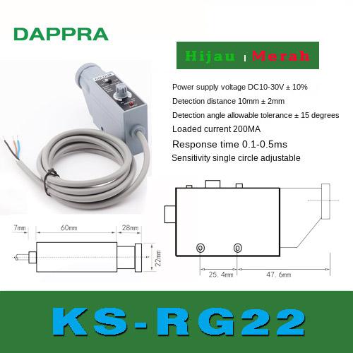 Jual Contrast Scanner eye Color Mark Sensor Hijau Merah KS-RG22 OE23 ...