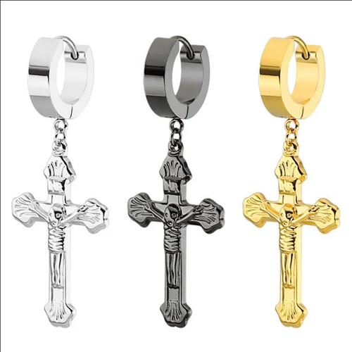 Promo Anting Tindik Tusuk Hitam Salib Inri Titanium Anti Karat Unisex ...