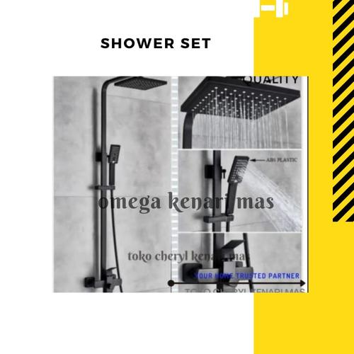 Jual SHOWER TIANG RAIN SET PANAS DINGIN MINIMALIS KOTAK MIXER BLACK ...