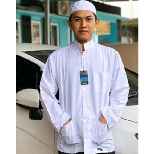 Jual Baju Koko Pria Lengan Panjang Putih Polos Baju Muslim Ramadhan ...