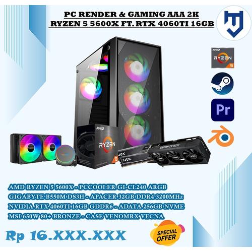 Jual PC RENDER & GAMING AAA 2K RYZEN 5 5600X FT. RTX 4060TI 16GB - Kota ...