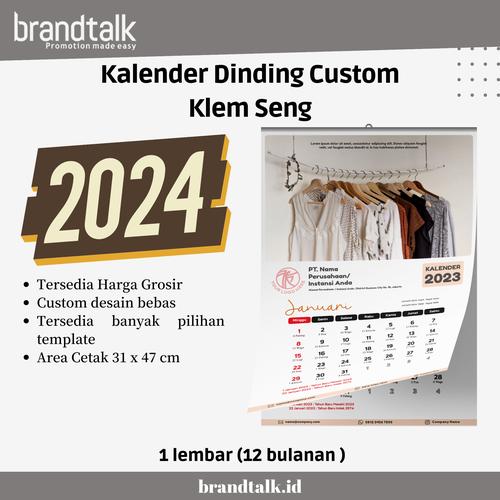 Jual Cetak Kalender Dinding Custom 2024 - Klem Besi - 1 lembar - Satuan ...