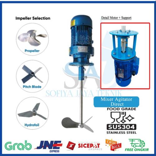 Jual Agitator Mixer Kimia SS304 1.1KW 1.5HP 1400RPM 3Ph 4 Pole Mixer ...