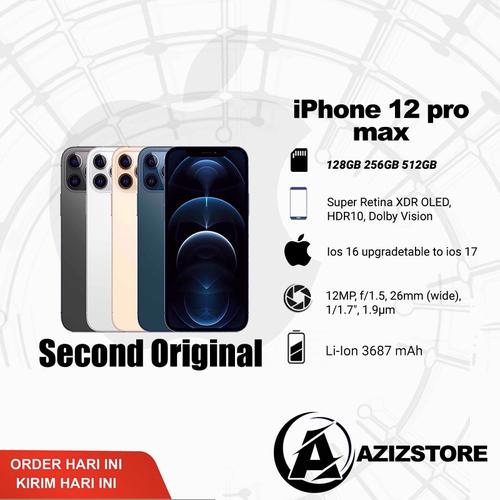Jual IPHONE 12 Pro Max 256GB 128GB SECOND ORIGINAL FULLSET MULUS - 128GB ALL SIM, Graphite ...