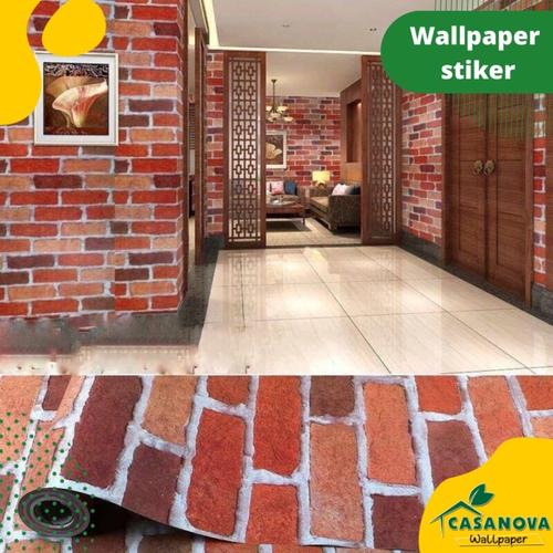 Jual WALLPAPER STIKER MOTIF BATU BATA UKURAN 0,45x8-9m - DP1141 - Kota ...