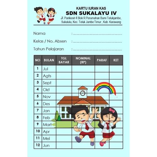 Jual 100 pcs KARTU INFAQ CUSTOM/KARTU IURAN/IURAN BULANAN/SPP/IURAN KAS ...