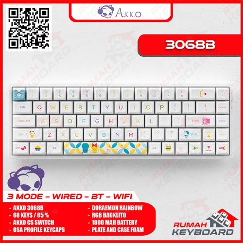 Promo MECHANICAL KEYBOARD - AKKO 3068B V2 - 65% - 3 MODES - DORAEMON ...