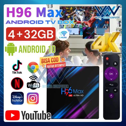 Jual ANDROID TV BOX H96 MAX 4GB 32GB ANDROID 10 TV BLUETOOTH DUAL WIFI ...
