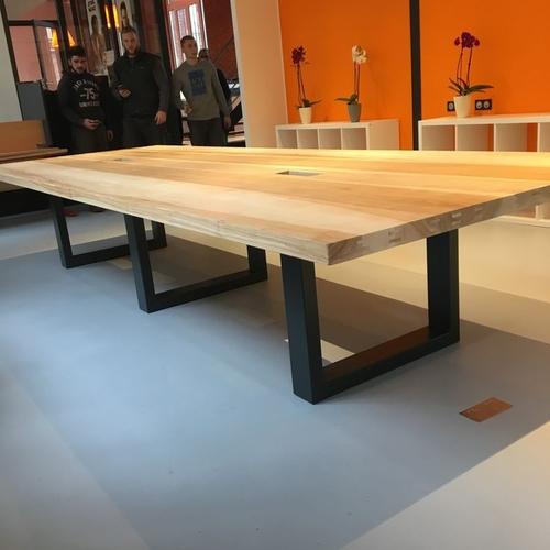 Promo meja kerja kantor besar 300×120-meja meeting kayu besar kaki besi ...