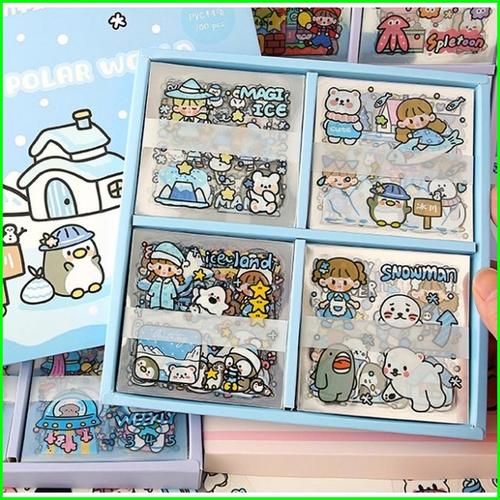 Jual Stiker BOX Tempel 2D Lucu 4 Warna Isi 100 Lembar Cute Aesthetic ...