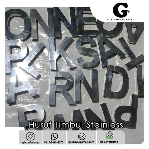 Jual Huruf Abjad A-Z Nomor Timbul Papan Nama Bahan Stainless + Spon ...