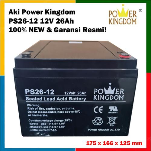 Jual AKi Baterai Power Kingdom PS26-12 VRLA 12V 26Ah solar panel UPs ...