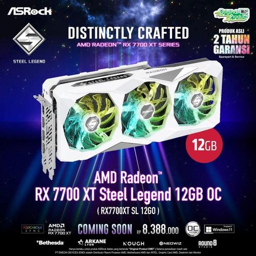 Jual VGA ASROCK AMD RADEON RX 7700 XT STEEL LEGEND OC 12GB GDDR6 ...