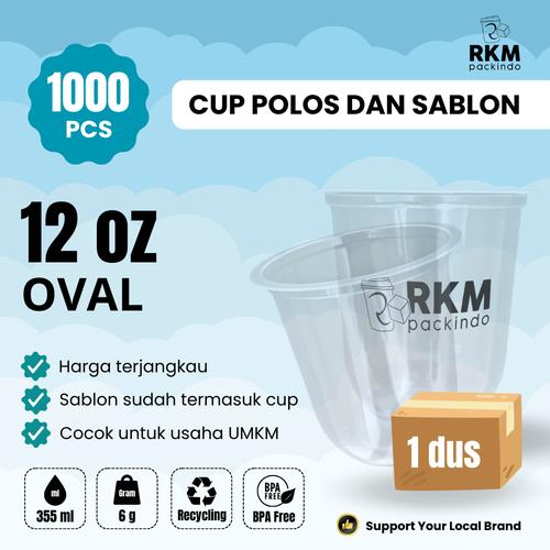 Jual Cup Gelas PP Polos & Sablon Custom 12oz Oval FREE DESAIN - 12 oz ...