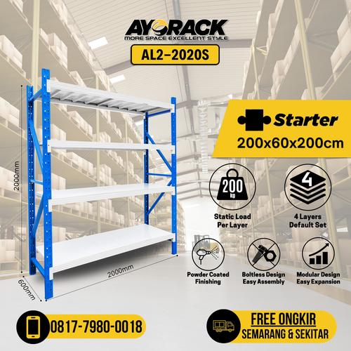 Jual RAK GUDANG BESI 2 METER 4 SUSUN AYORACK AL2-2020S 200KG RACK ...