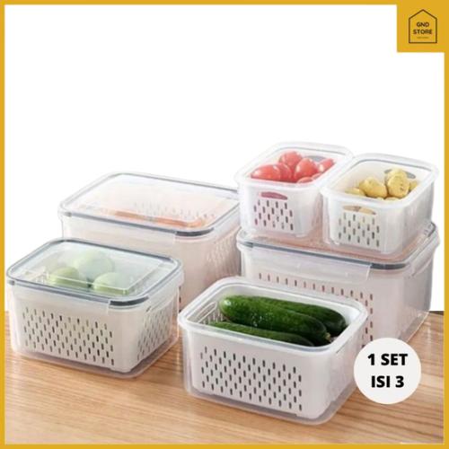 Jual Wadah Kontainer Tempat Penyimpanan Makanan Buah dan Sayuran Set ...