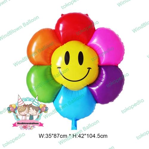 Jual Windblown Balloon Foil Daisy Flower Smile Rainbow/Bunga Aster ...