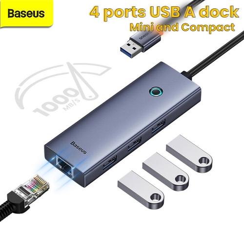 Jual BASEUS Hub Adapter 4 in 1 Docking Ethernet RJ45 USB-A to USB 3.0 ...