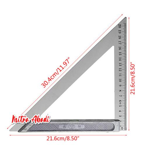 Jual Penggaris Segitiga Siku Aluminium Stainless Triangle Ruler ...