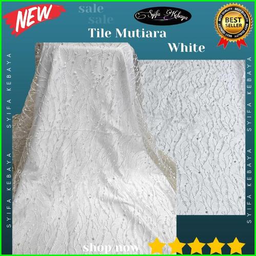 Jual Kain Brokat Tile Mutiara Broken White Putih Tulang Brukat Tille ...